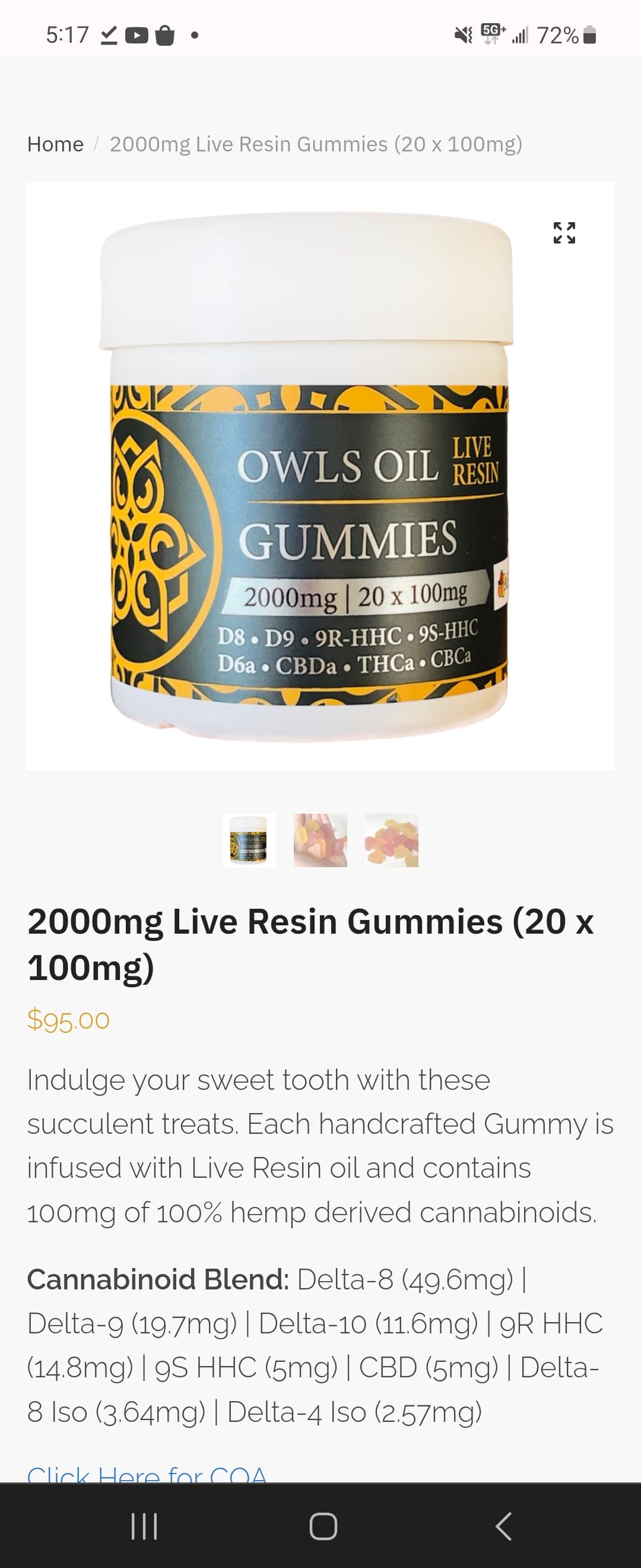 2000mg heavy dose & 2000mg live resin gummies KCA full panel tested ...