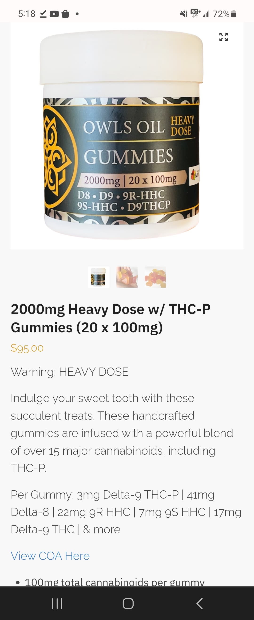 2000mg heavy dose & 2000mg live resin gummies KCA full panel tested ...