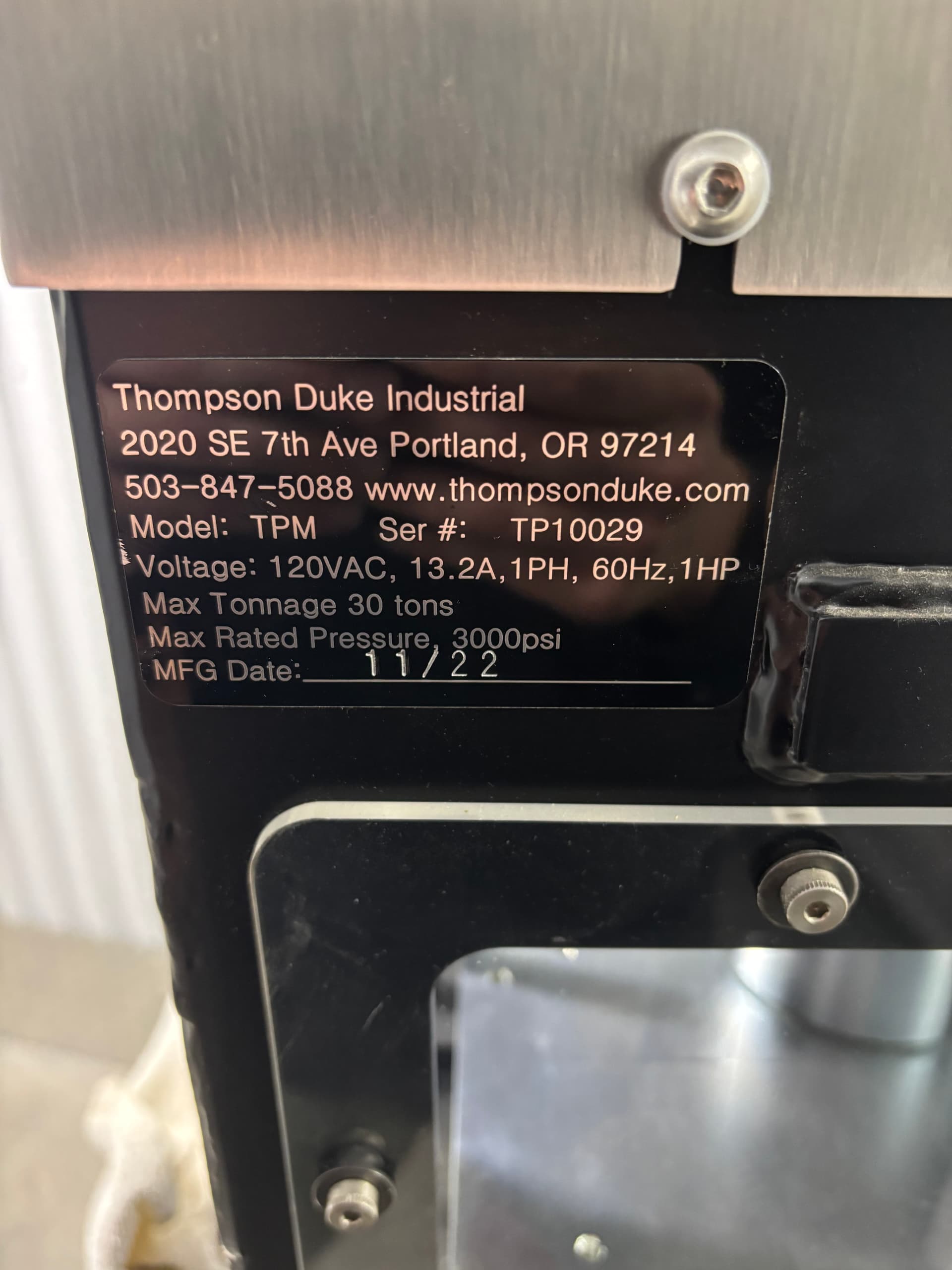 Thompson Duke Press Machine (TPM) - Equipment For Sale - Future4200